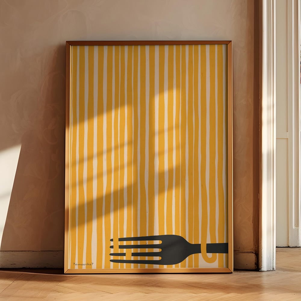 HADOPRINT Hand Drawn Pasta Art Print - Retro Spaghetti Poster, Modern ...
