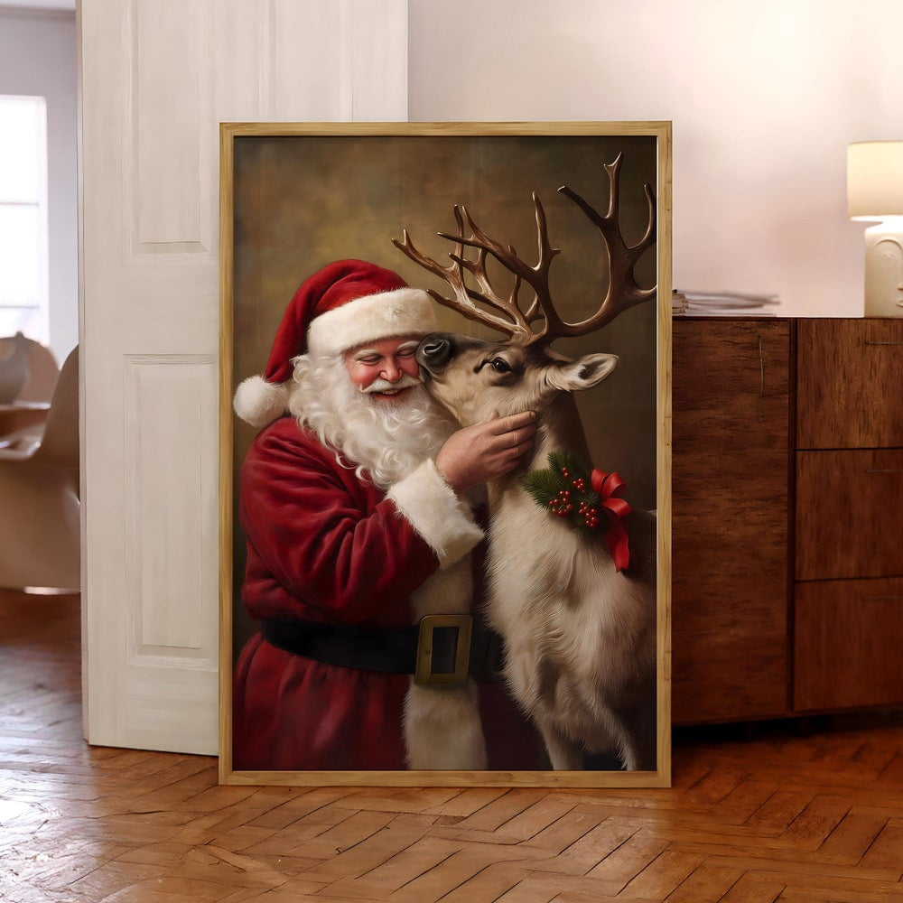 HADOPRINT Jolly Man And Reindeer Noel Print, Jolly Man Noel Poster ...
