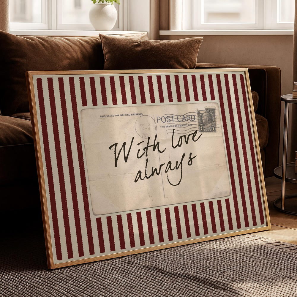 HADOPRINT With Love Always Vintage Postprint Retro Striped Wall Art ...