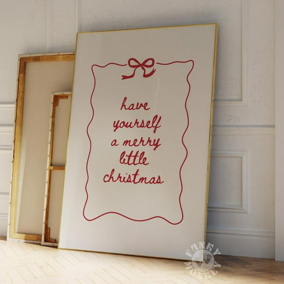 HADOPRINT Merry Chris.Tmas Print, Trendy Red Festive Print Wall Art ...