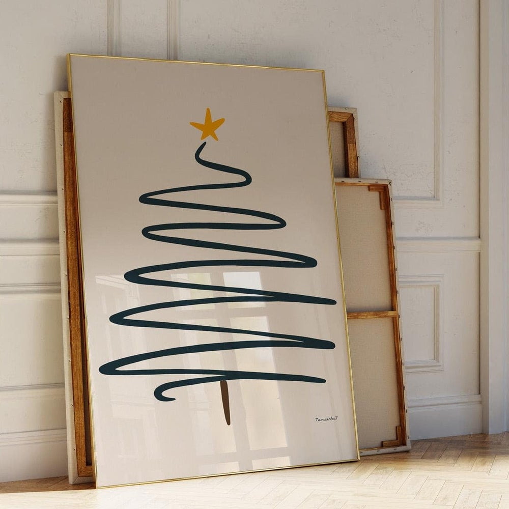 HADOPRINT Minimal Noel Tree Wall Art - Abstract Noel Tree Print Hand ...