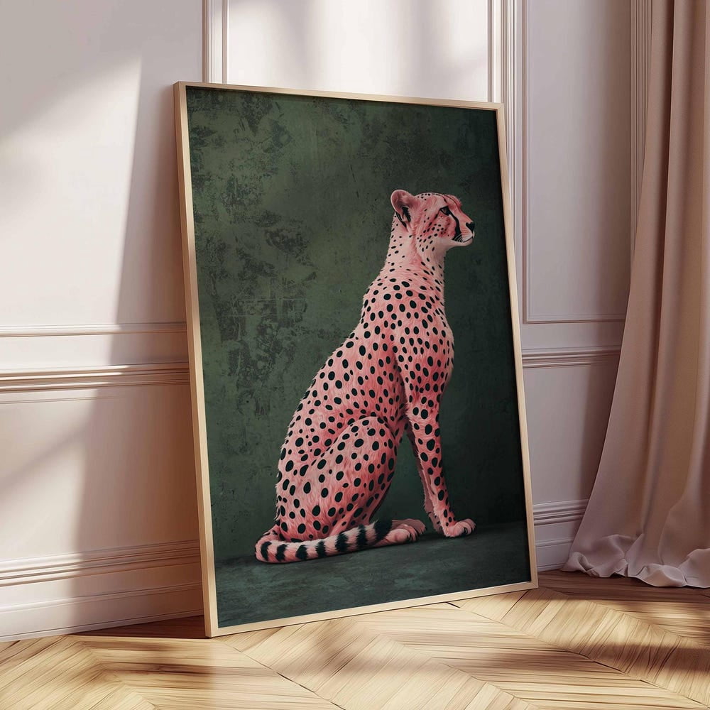 HADOPRINT Minimalist Cheetah Art Print, Emerald Green Poster, Safari ...
