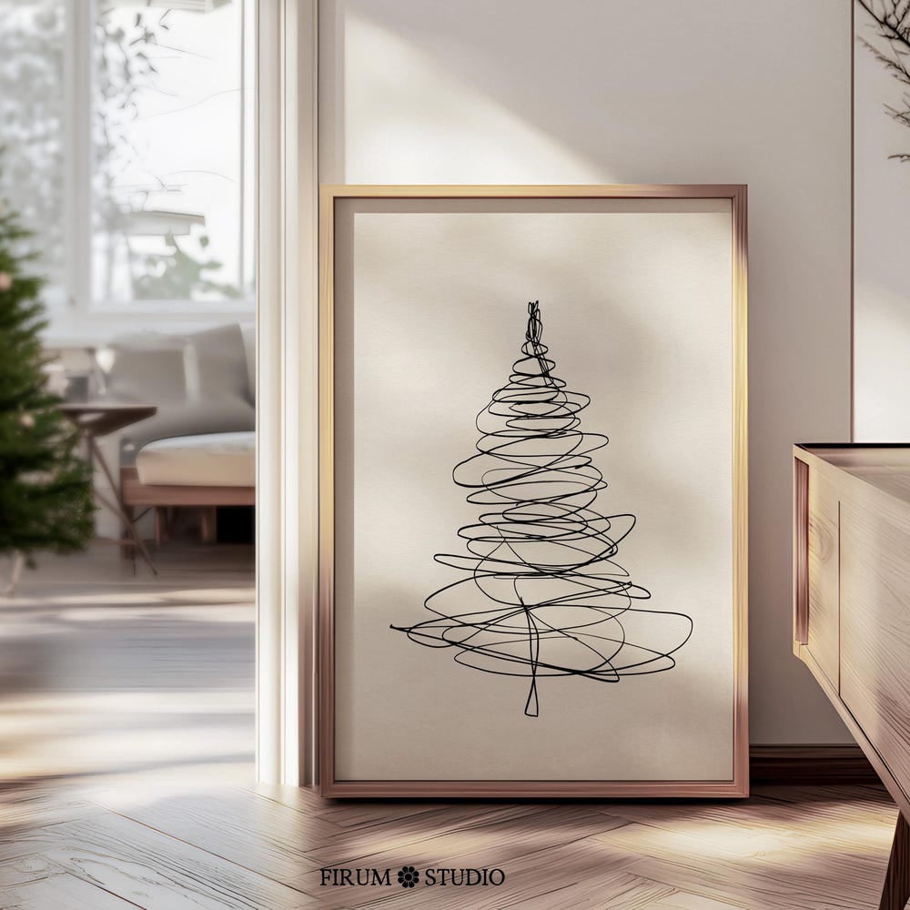 HADOPRINT Minimalist Chris.Tmas Tree Print Wall Art - Eclectic Festive ...