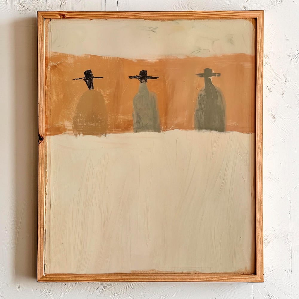 HADOPRINT Neutral Cowboy Hat Silhouette Print: Abstract Western Wall ...