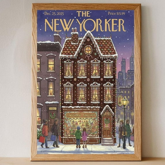 HADOPRINT The New Yorker Chris.Tmas Poster, Gingerbread Bakery Art ...