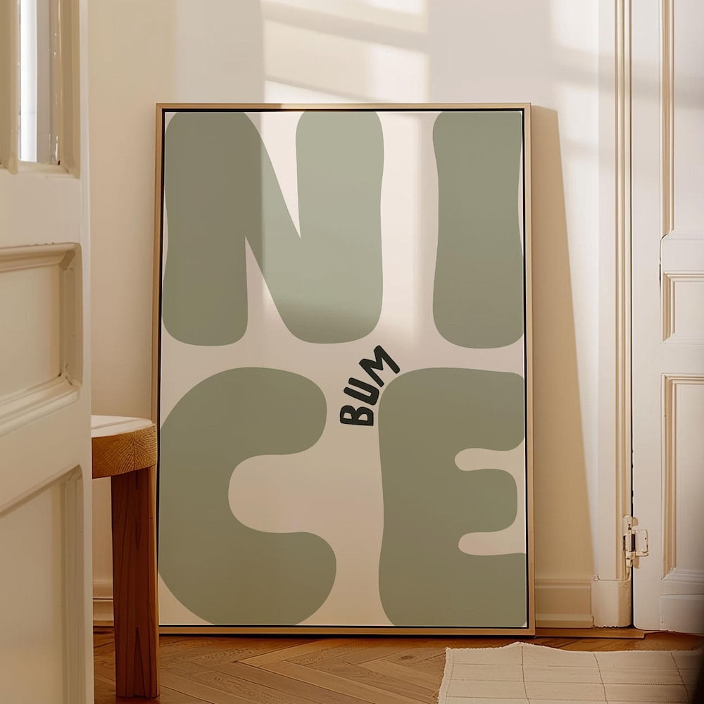 HADOPRINT Nice Bum Art Print, Funny Sage Green Monochrome Bathroom ...