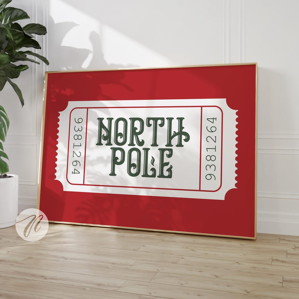 HADOPRINT North Pole Ticket Chris.Tmas Wall Art, Festive Decor UNFRAMED ...