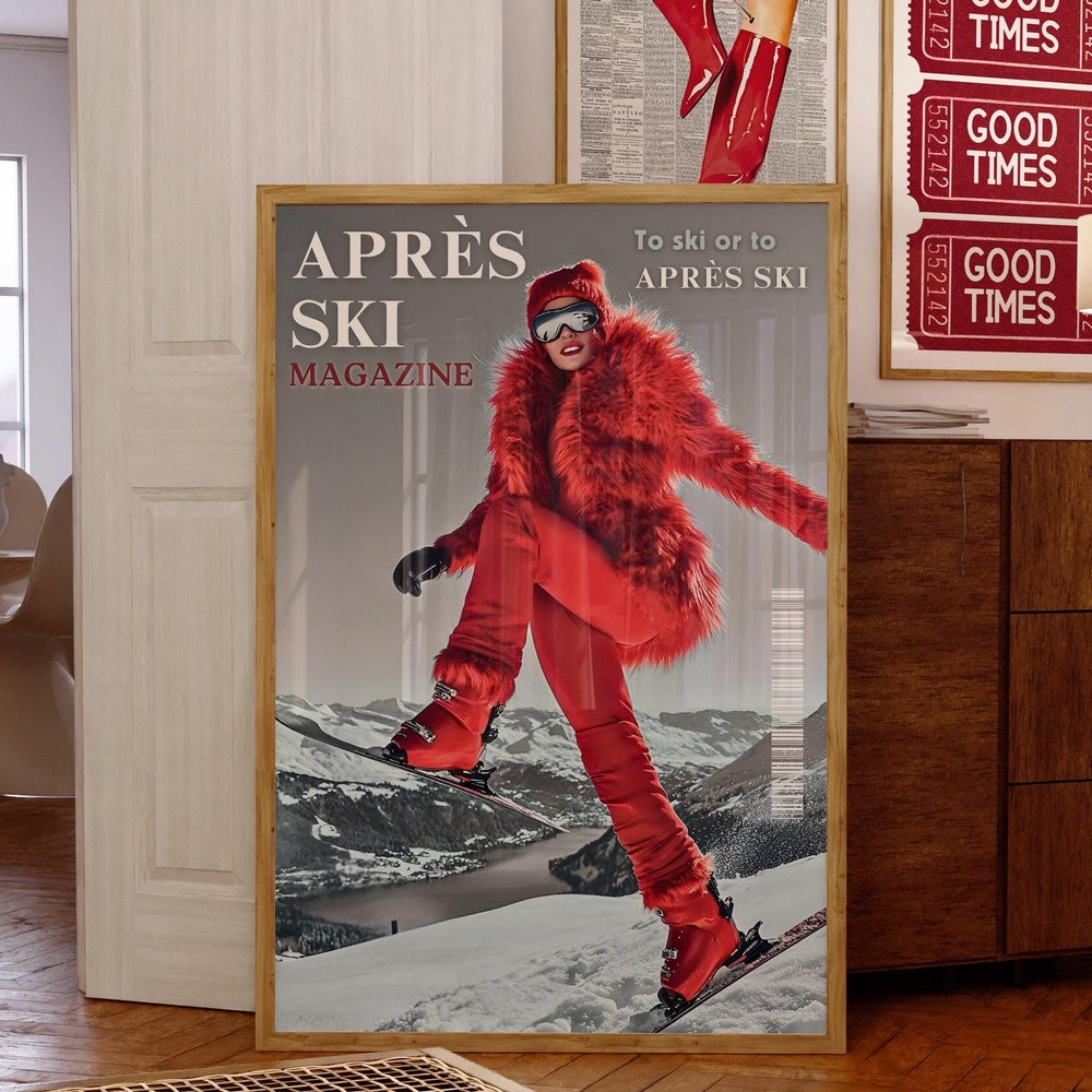 HADOPRINT Retro Aprã¨S Ski Wall Art, Magazine Cover Print, Trendy ...