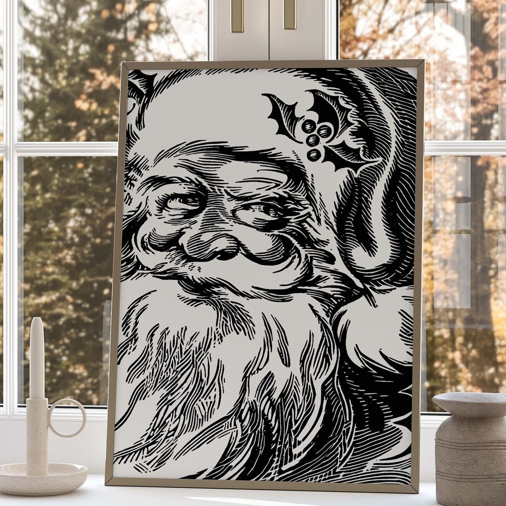 HADOPRINT San.Ta Print, San.Ta Wall Art, San.Ta Able Art, Vintage San ...