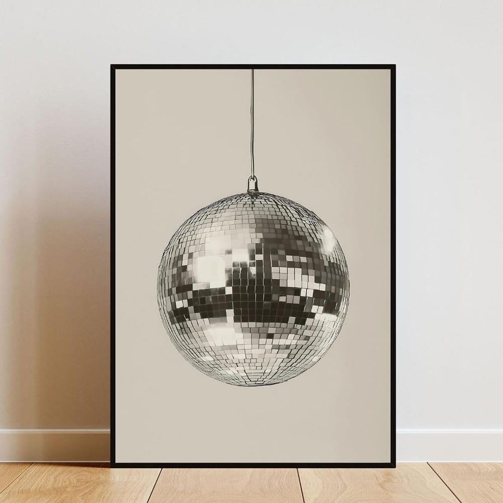 HADOPRINT Silver Disco Ball Poster, Trendy Wall Art, Mirrorball Print ...