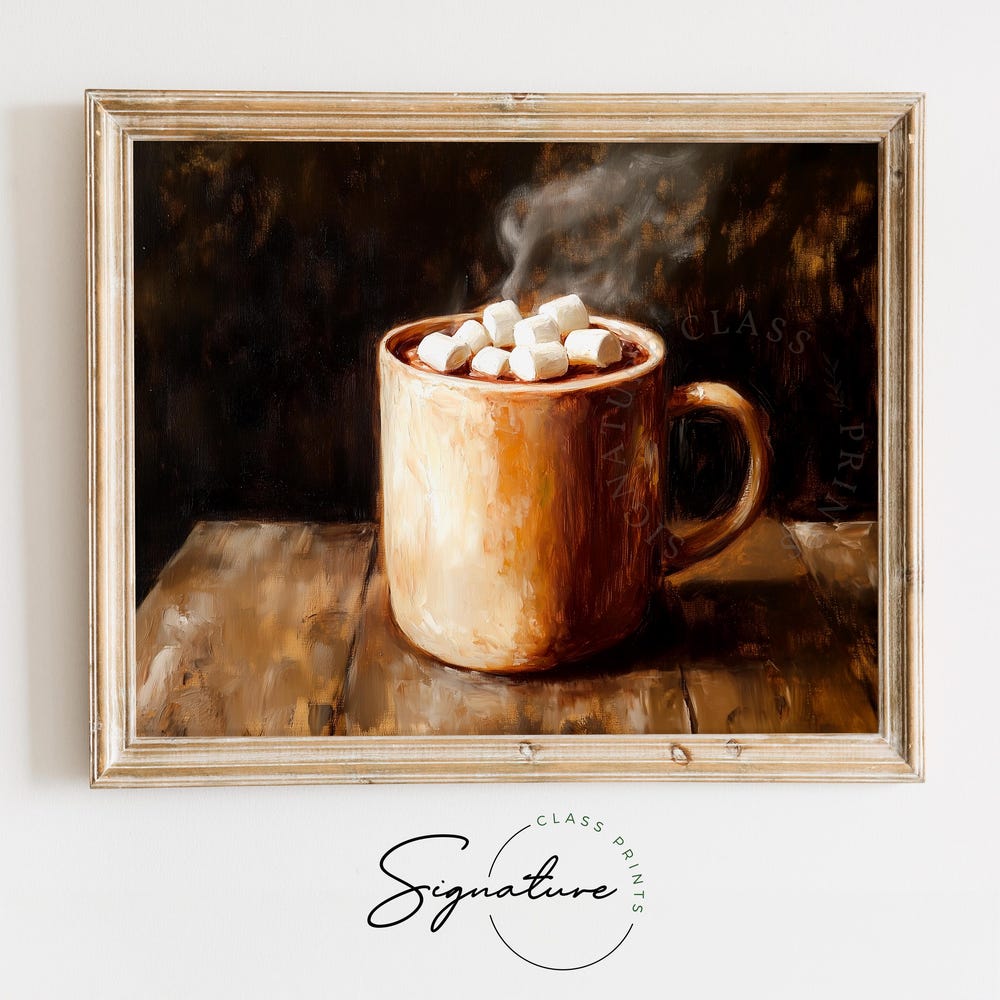 HADOPRINT Steaming Mug Of Cocoa Rustic Wall Art - Farmhouse Chris.Tmas ...
