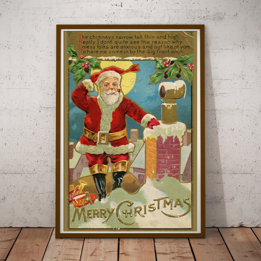HADOPRINT Vintage San.Ta Chris.Tmas Poster: 1908 Kris Kringle Art ...