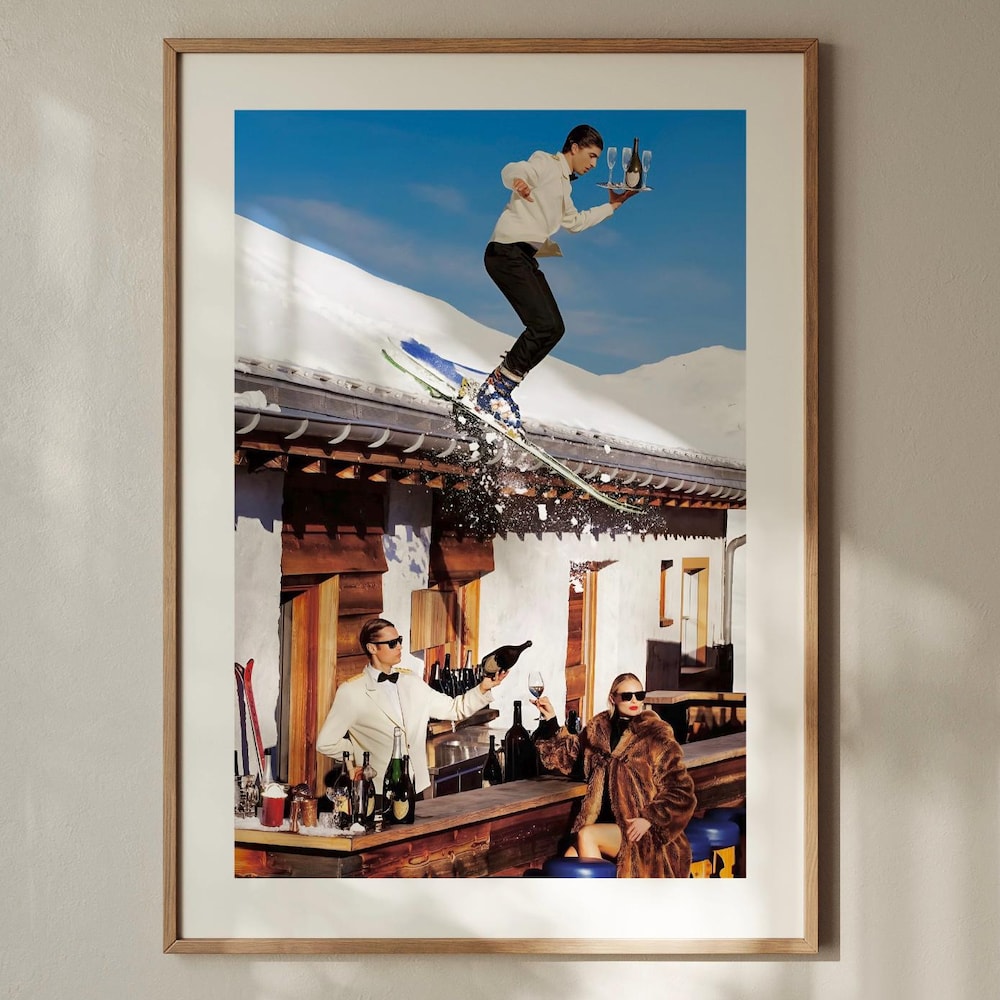 HADOPRINT Vintage Skiing Poster: Retro Apres Ski Bar Cart Wall Art ...