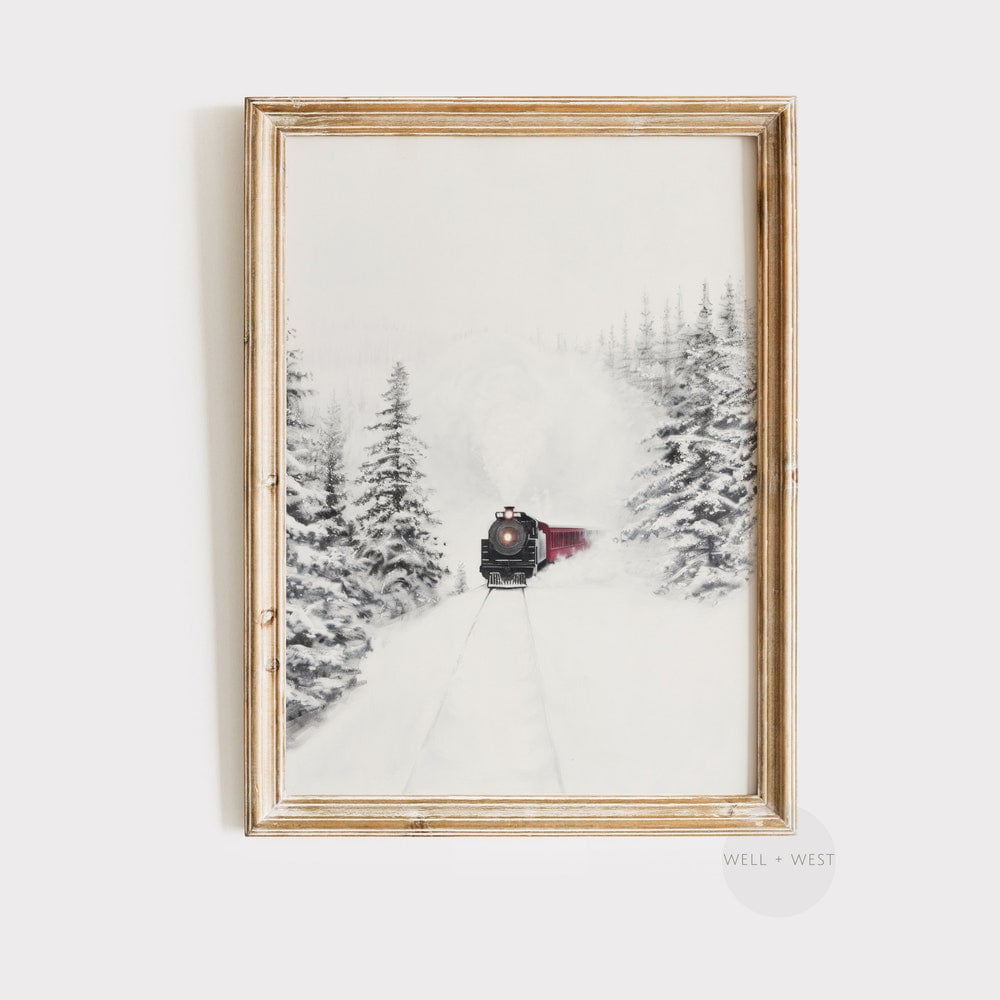 HADOPRINT Winter Steam Train Print, Vintage Style Snowy Forest, Chris ...