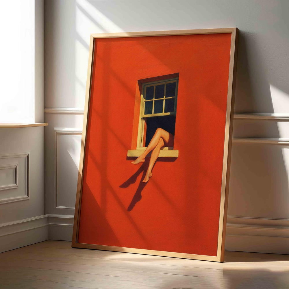 HADOPRINT Woman Legs In Window Art Print: Bold Red Wall Poster UNFRAMED ...