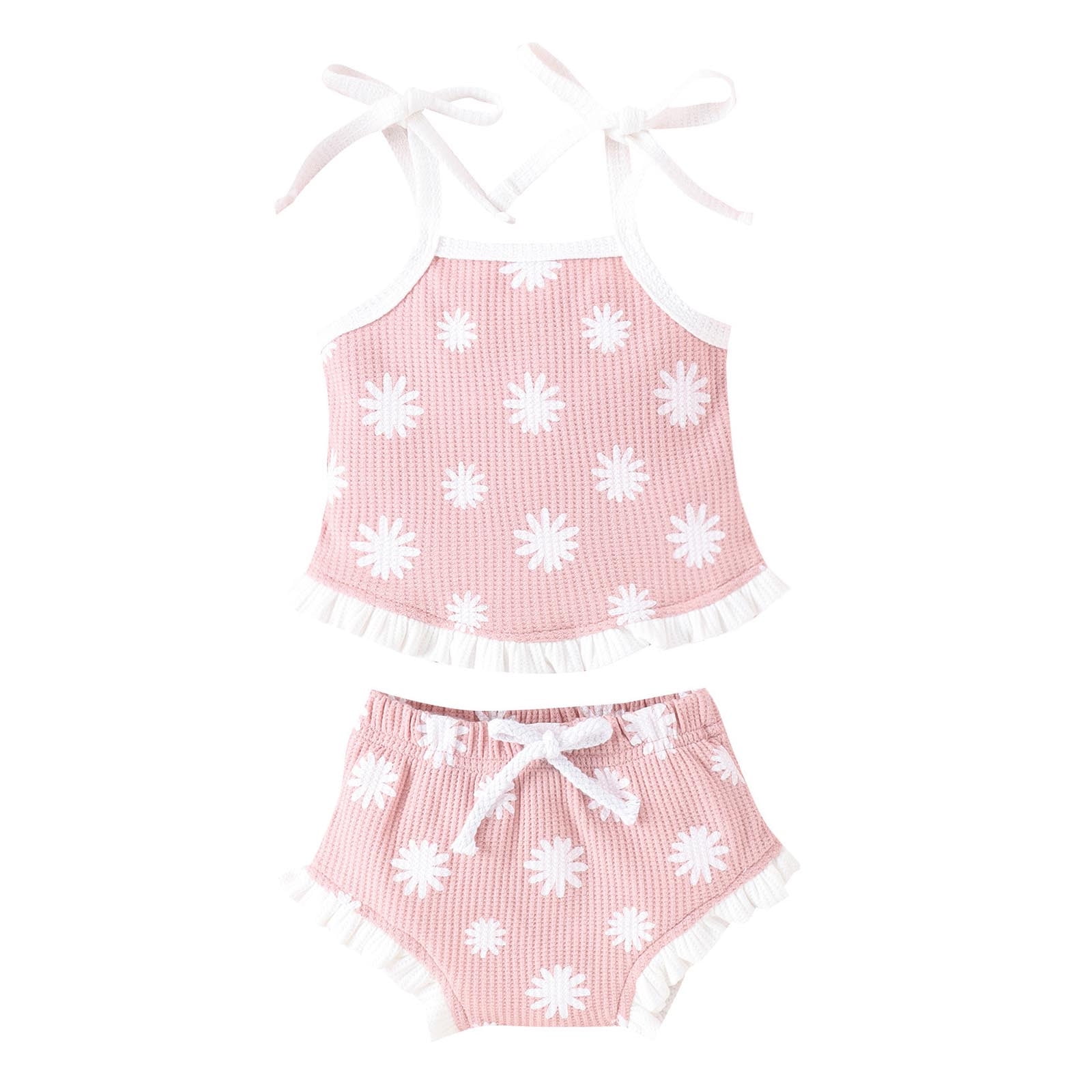 Avrntaa Baby Girl Floral Ruffled Outfits Set - Infant Cute Ruffle Top ...