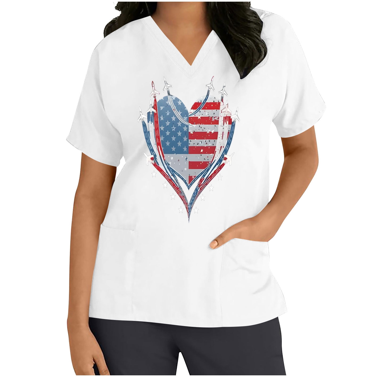 HADST Fourth of July Blouses for Womens T-Shirts Casual Plus Size ...