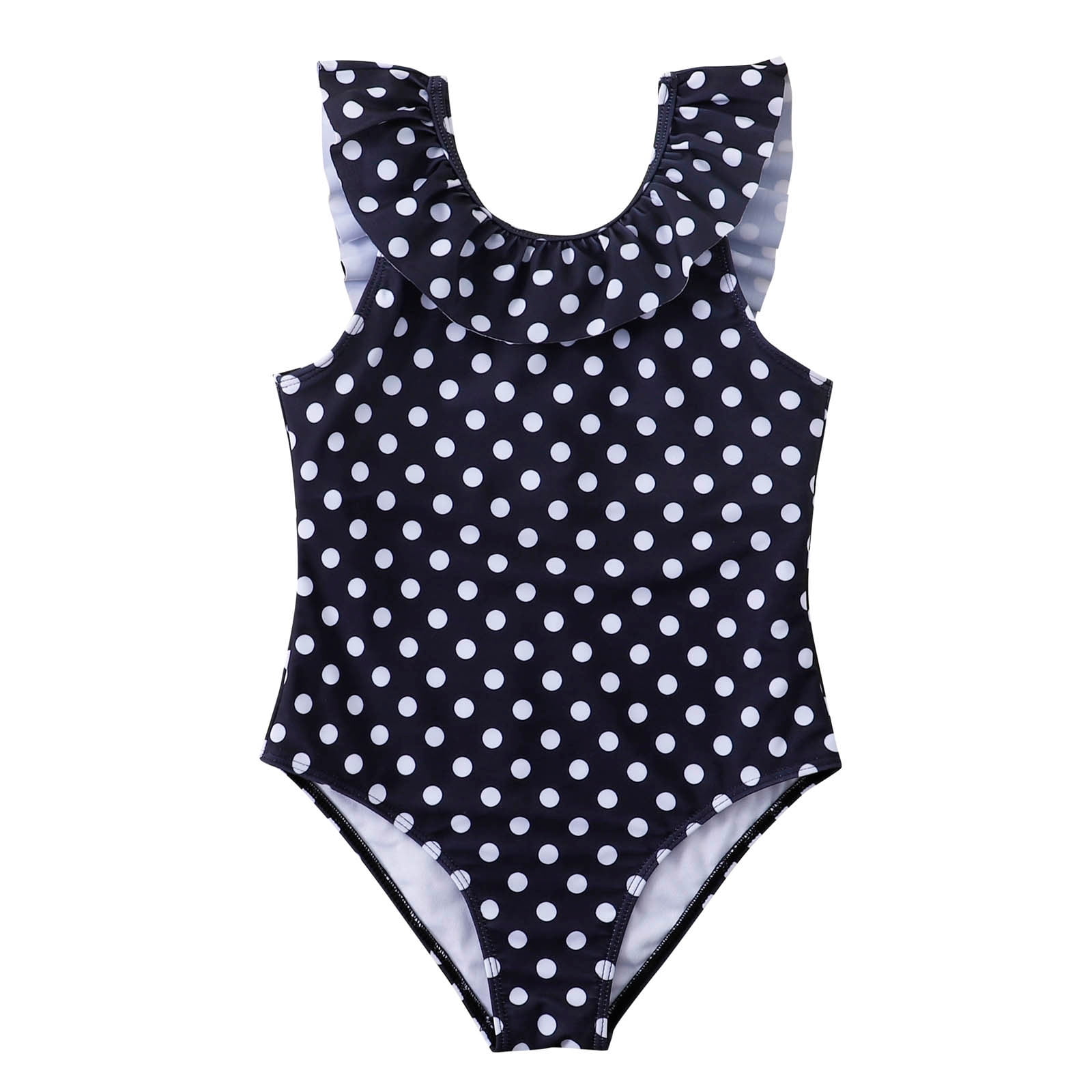 HADST Girls Ruffle Strap One Piece Swimsuit - Summer Polka Dots Bathing ...