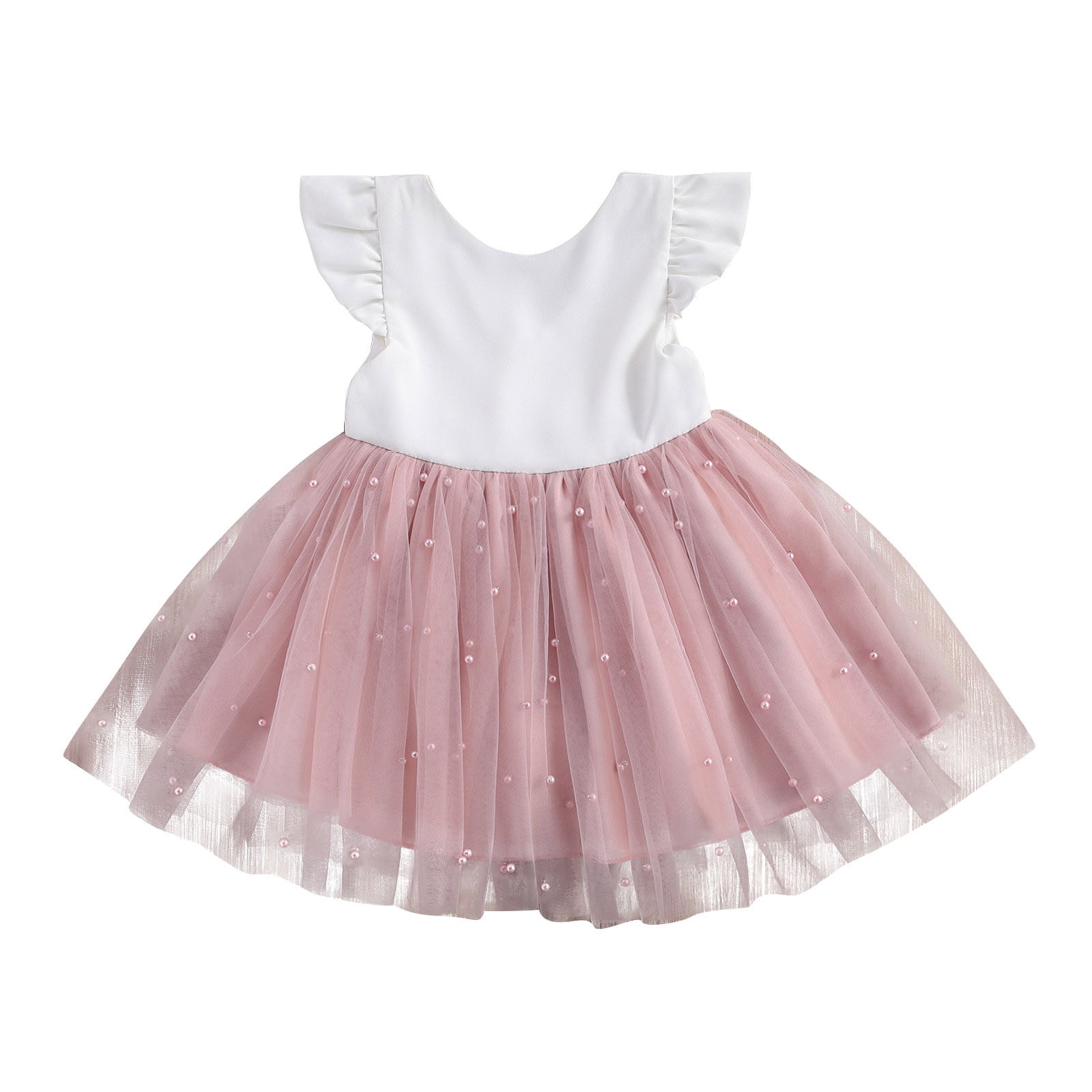 HADST Girls Summer Dresses - Ruffle Sleeve Party Tulle Dress Cute Tutu ...