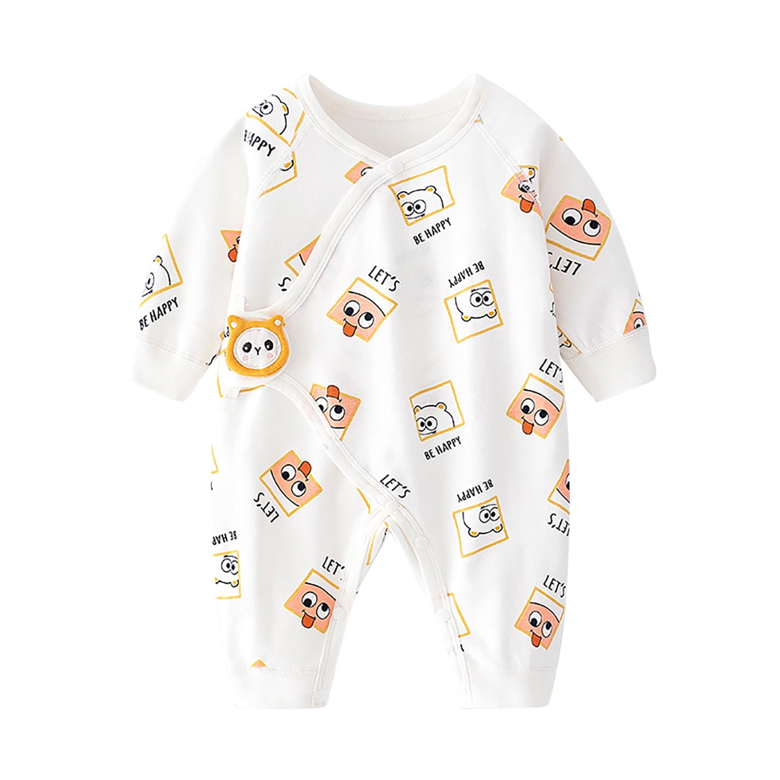 HADST Newborn Baby Boy Girl Romper - Infant Long sleeve Footless ...