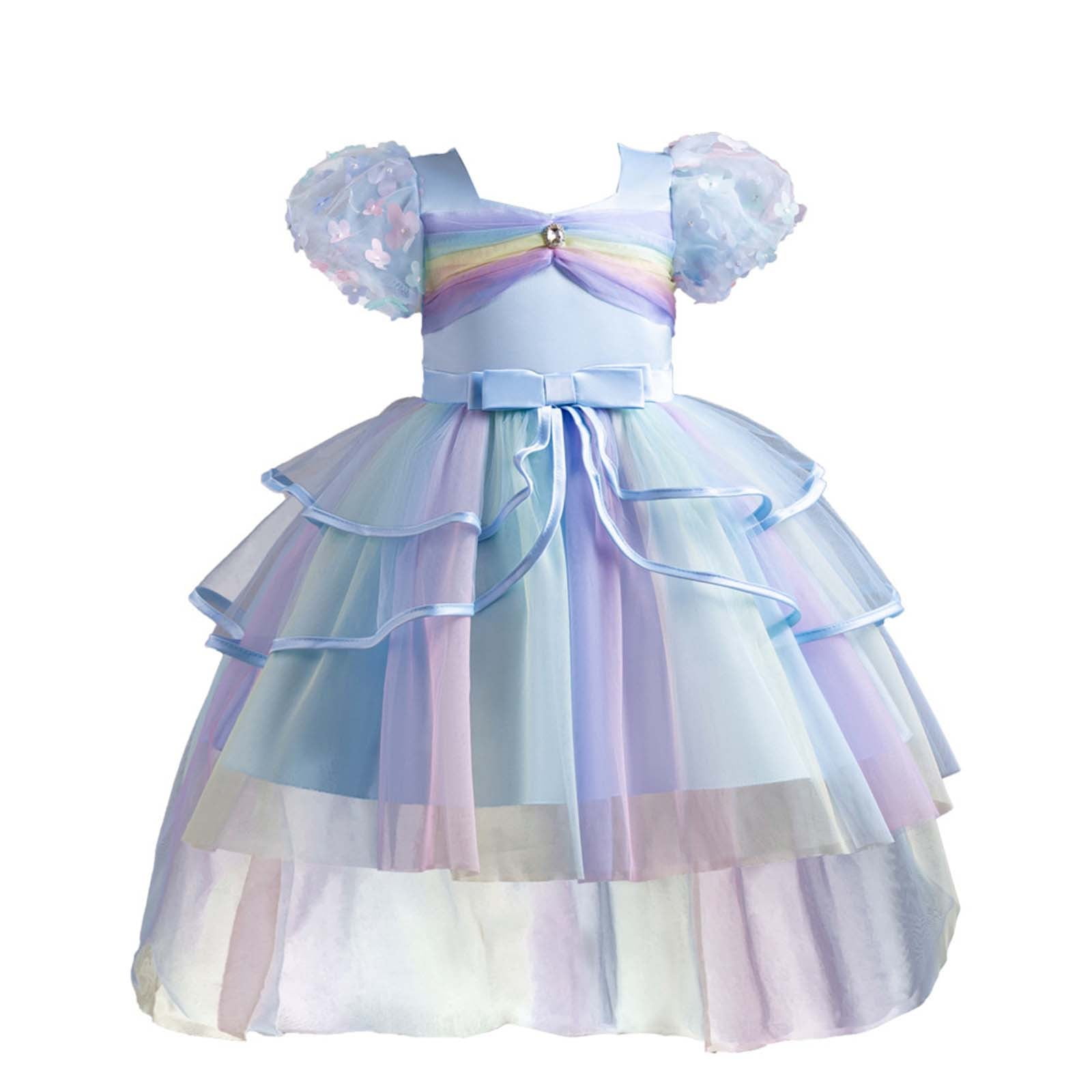 HADST Rainbow Dress for Girls - Summer Tulle Mesh Dress Cute Ruffled ...