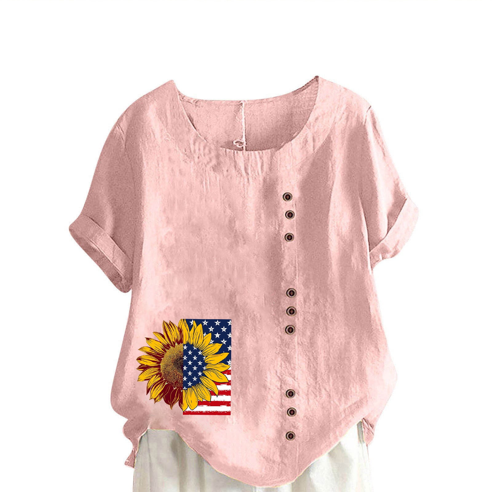 HADST Womens T-Shirts Plus Size Short Sleeve Blouses Relaxed Fit Summer ...