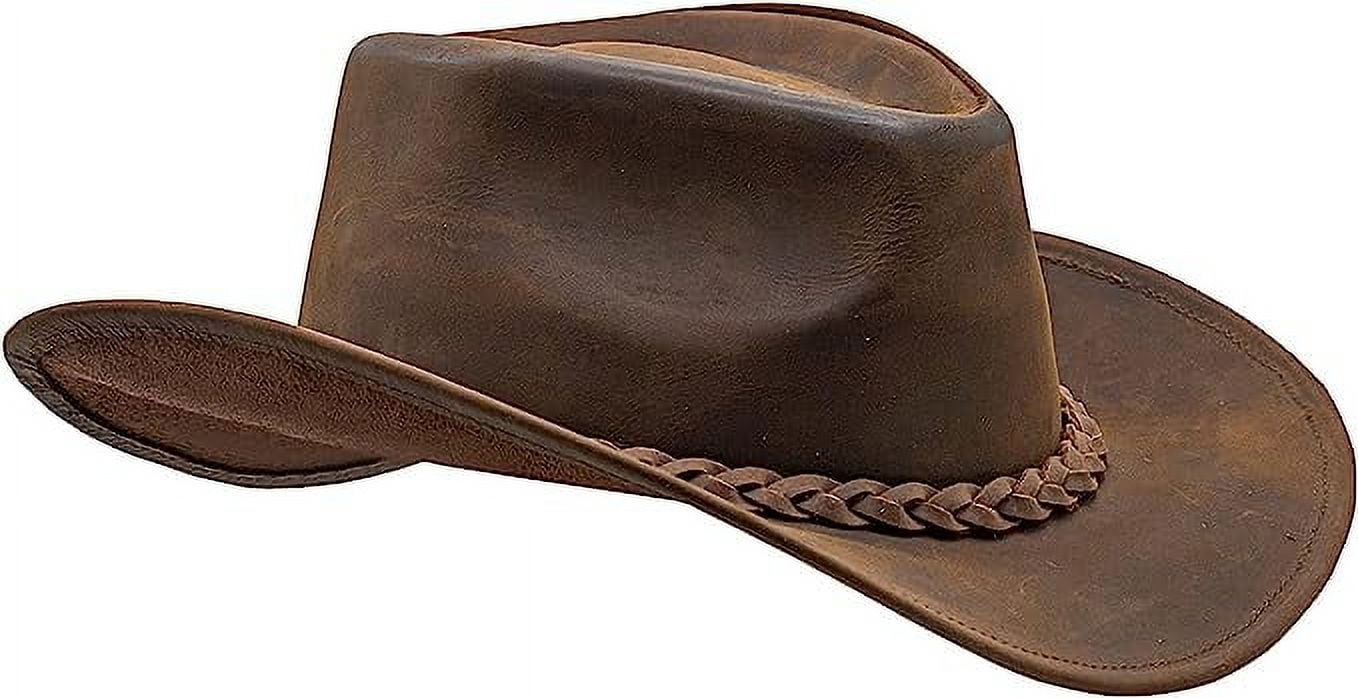 USA Real Plain HADZAM Shapeable Western Durable Leather Cowboy Hat ...