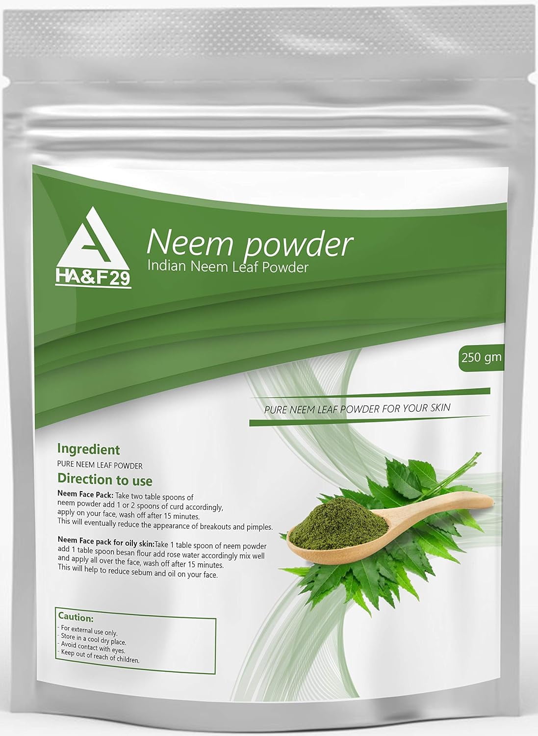 HAF 29 Organic Neem Powder for Clear Skin and Itchy Dandruff Scalp 250 ...