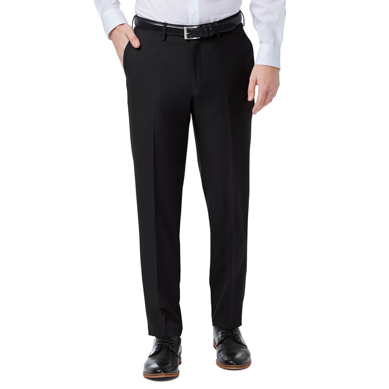 HAGGAR Mens Black Flat Front, Slim Fit Stretch Pants 29W/ 30L - Walmart.com