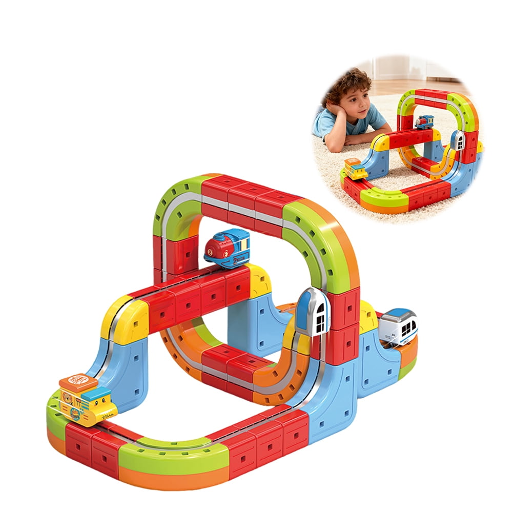 HAHUT Christmas Train Set, 38PCS Magnetic Track Car Toys with Electric ...