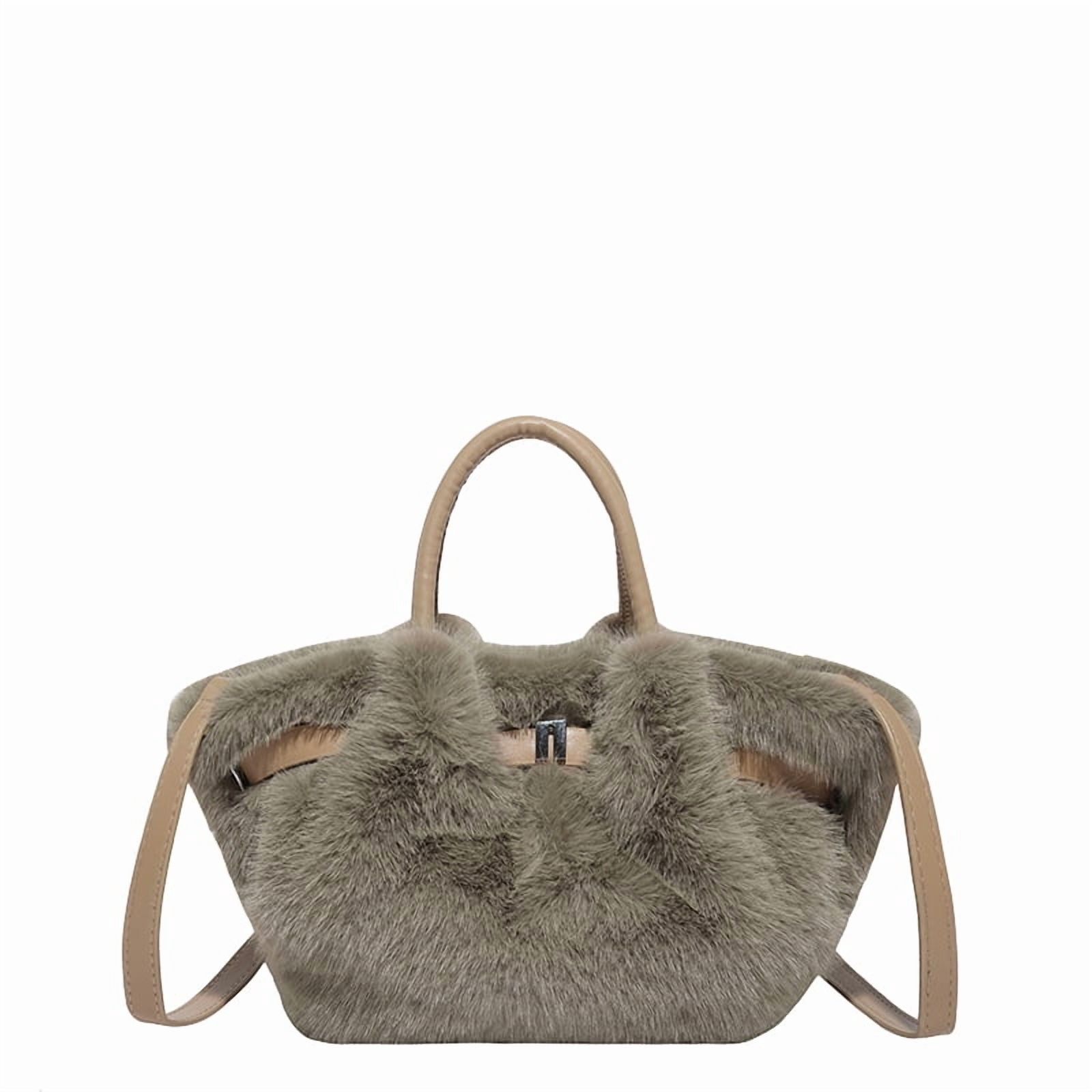 HAHUT Fluffy Tote Bag Trendy Plush Top-Handle Crossbody Bag for Women ...