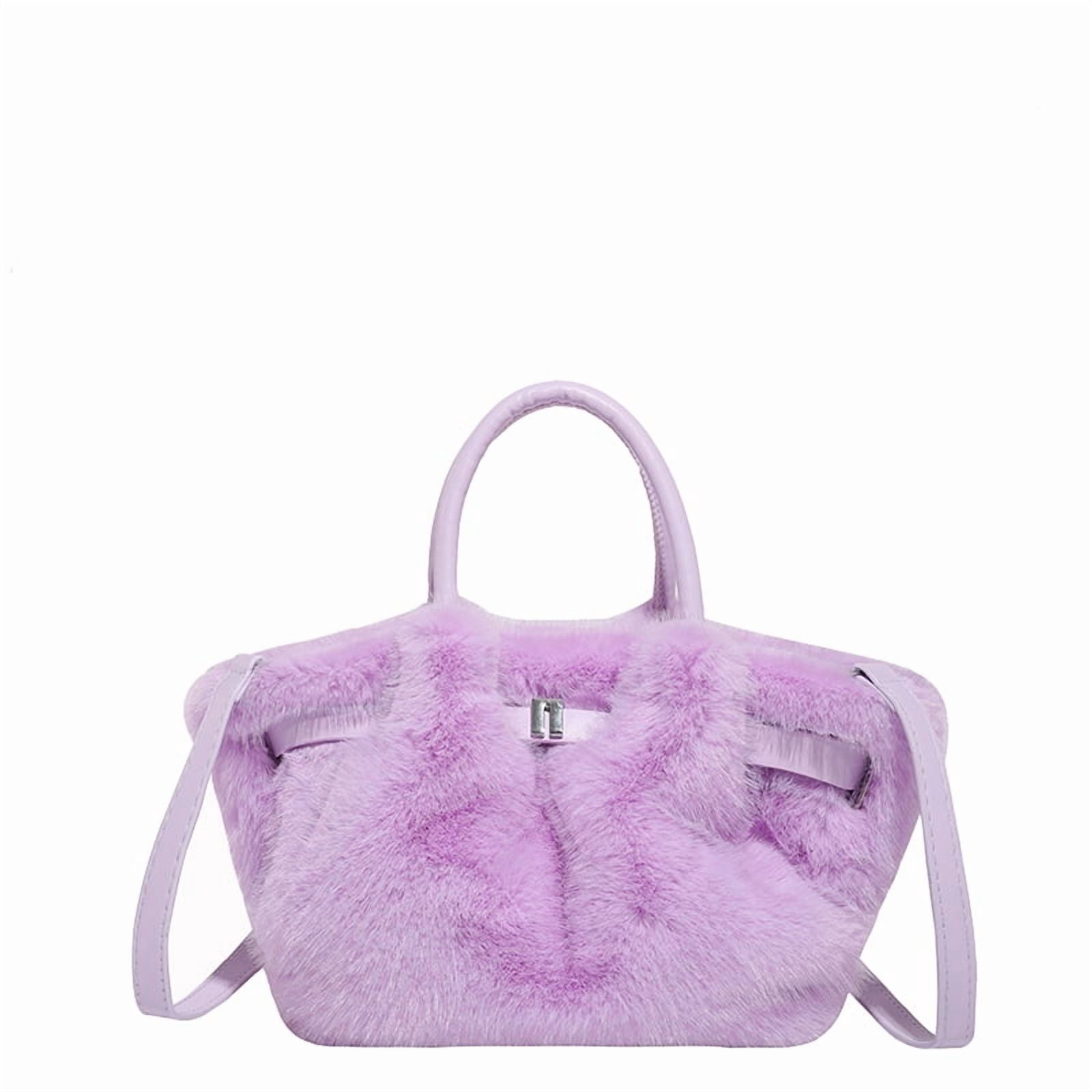 HAHUT Fluffy Tote Bag Trendy Plush Top-Handle Crossbody Bag for Women ...