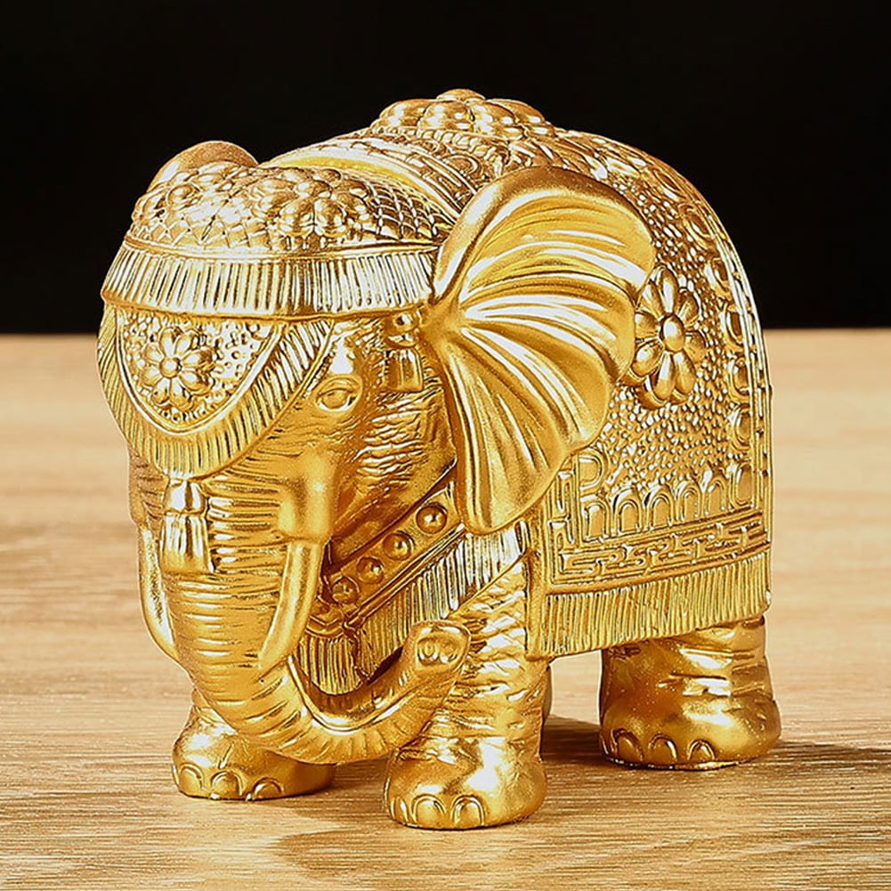 HAHUT Gold Elephant Statue Brings Good Luck Health Strength, Resin ...