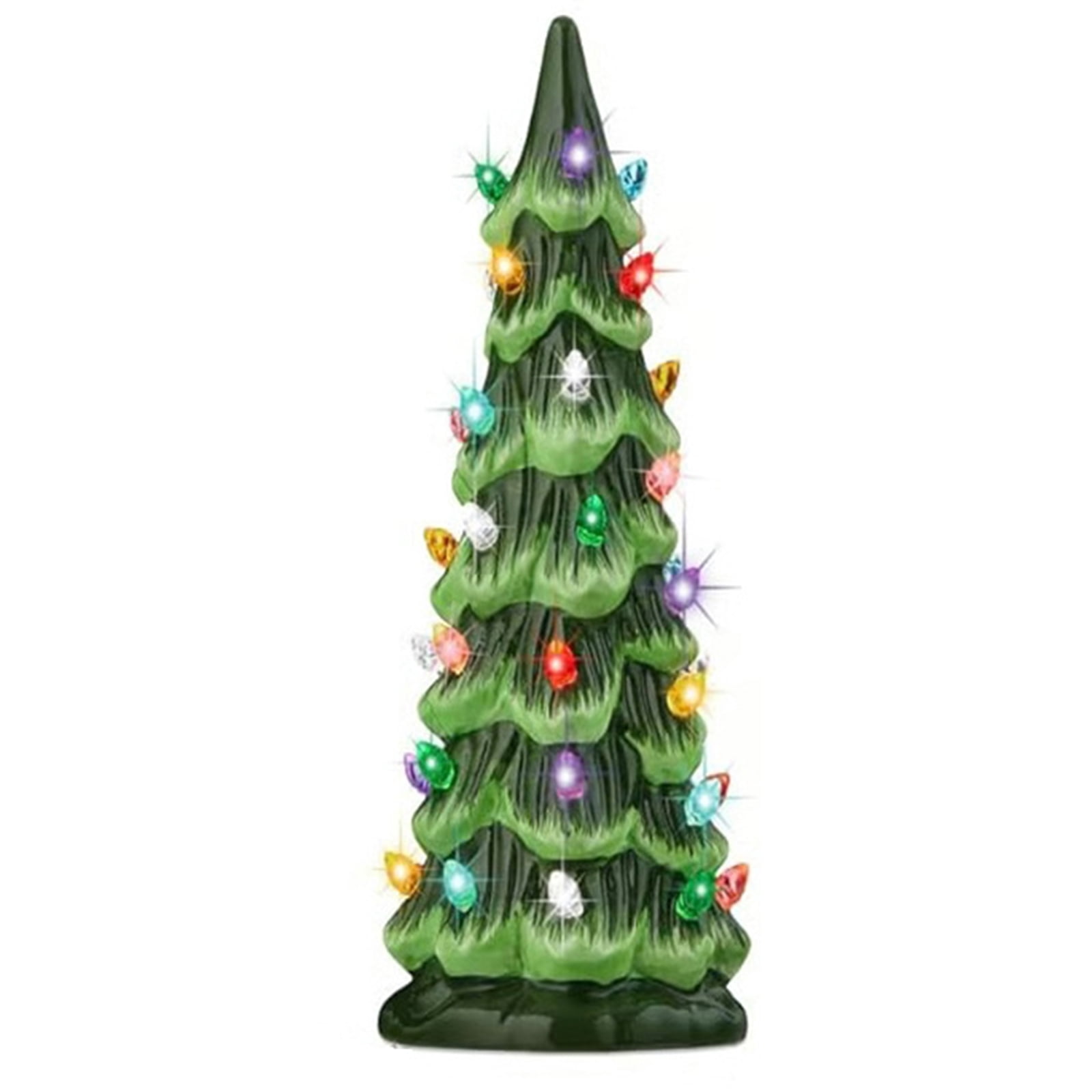 HAHUT Retro Hand-Painted Tabletop Christmas Trees with Timer, Pre-Lit ...