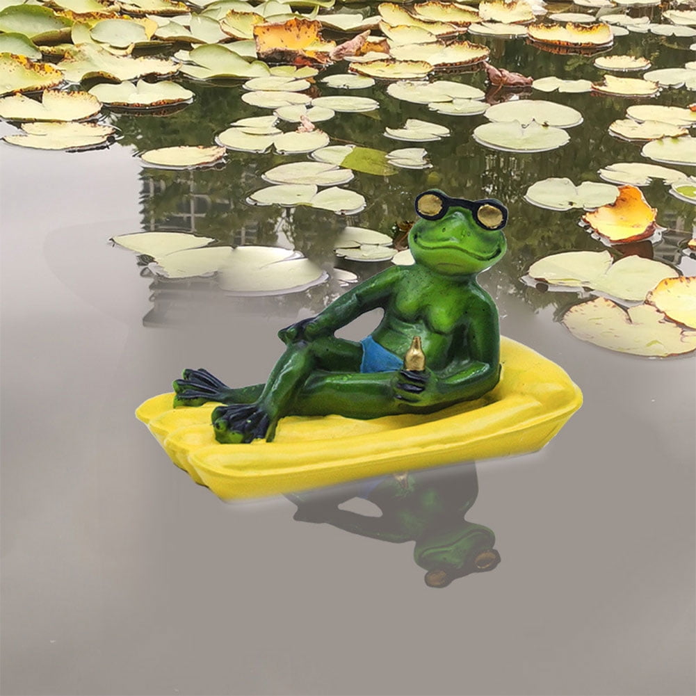 HAHUT Water Floating Frog Ornament, Resin Frog Figurine Pond Decor ...