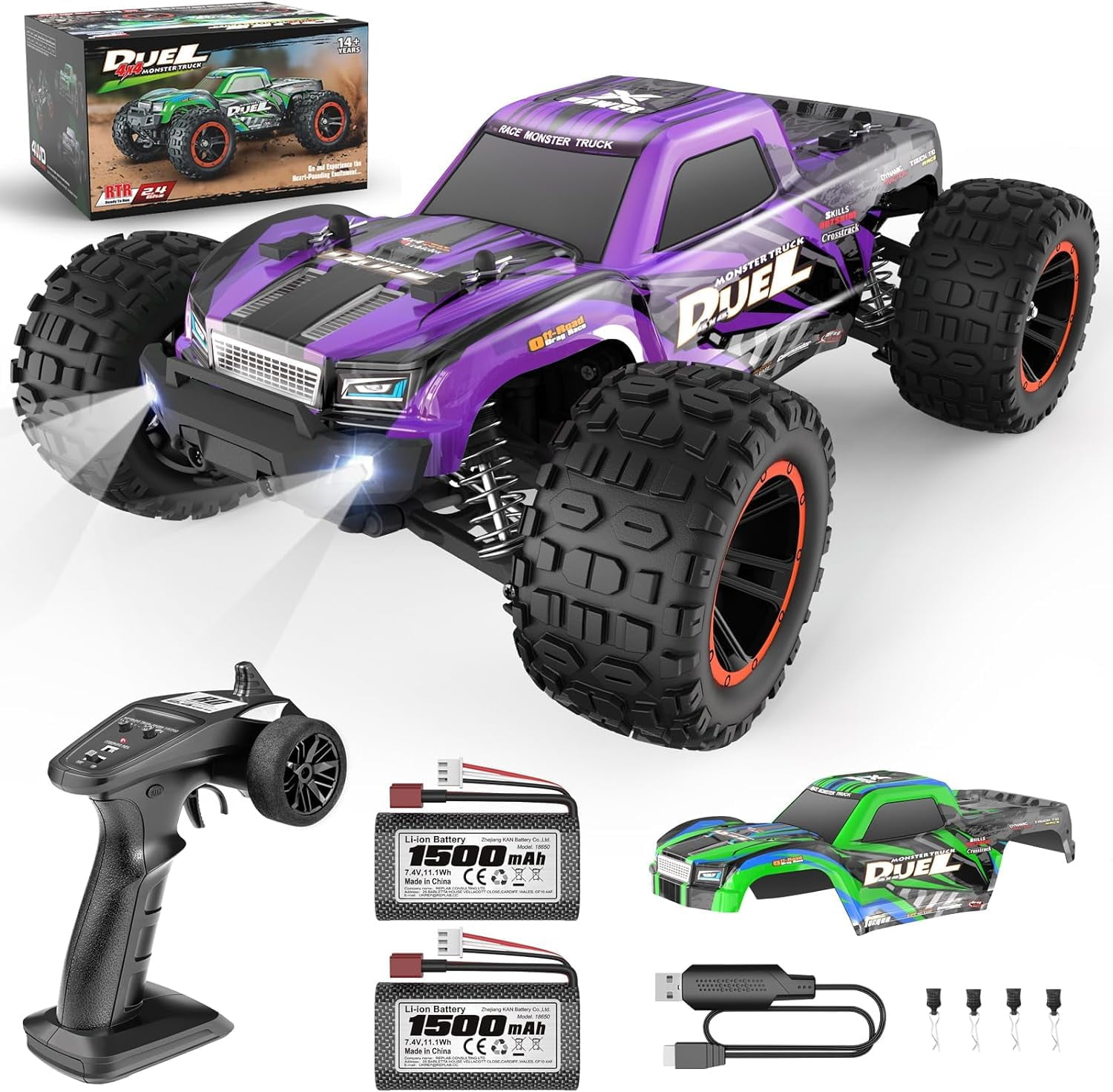 HAIBOXING 1:14 Scale RC Cars, 42km/h High-Speed 4WD Off-Road Waterproof ...