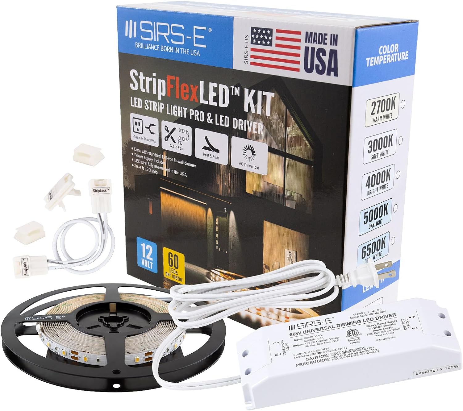 HAICHI StripFlexLED White LED Strip Kit, Bright White 4000K, 12V 60 ...