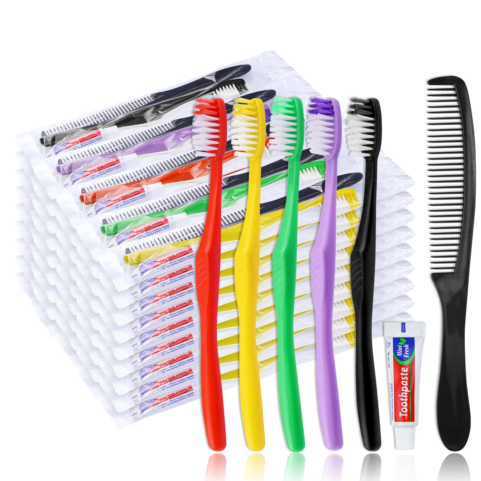 HAIFOTRVA 60Pcs Disposable Toothbrushes RRF12 with Toothpaste and Hair ...