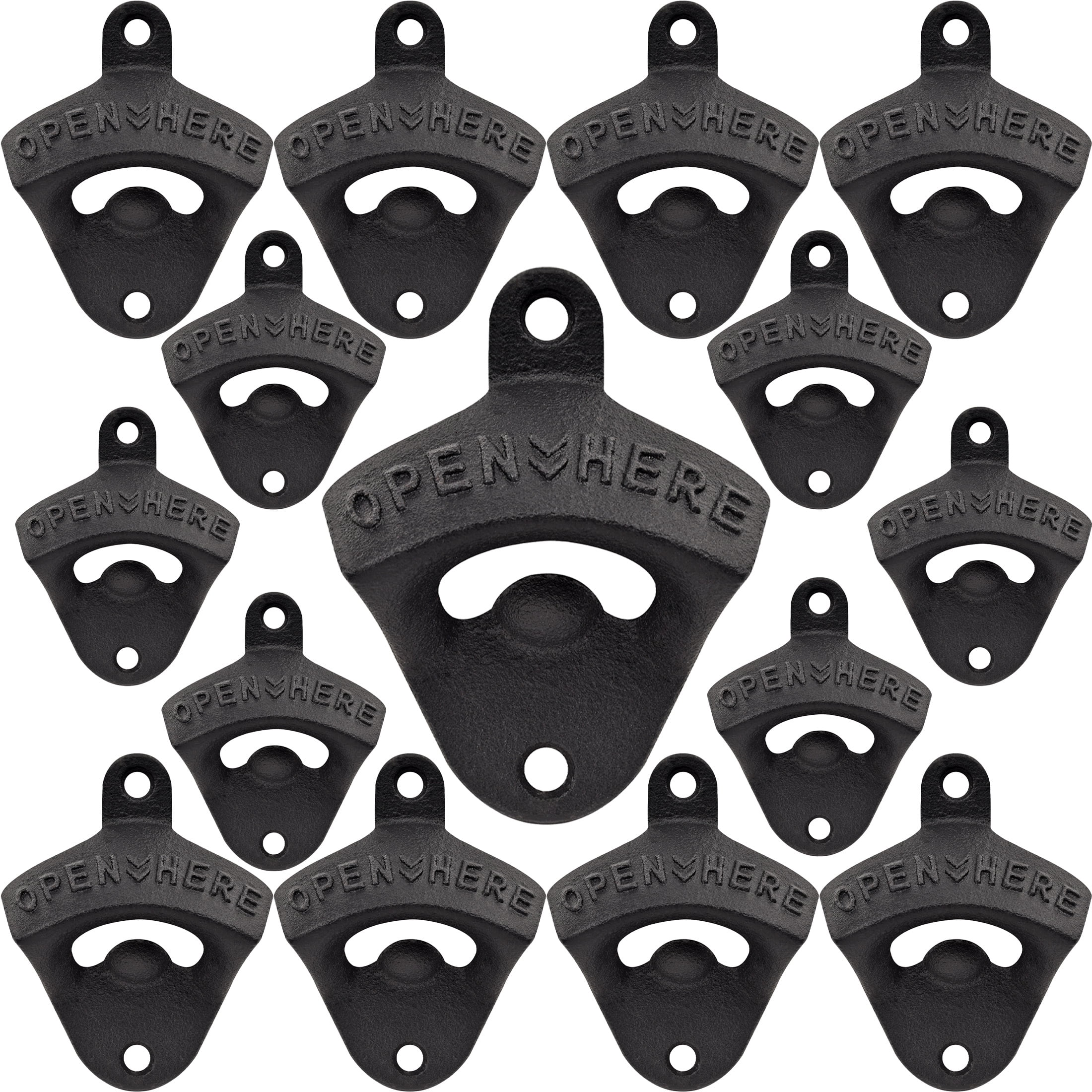 HAIICEN 15 PCS Cast Iron Bottle Cap Opener Wall Mounted Black Beer ...