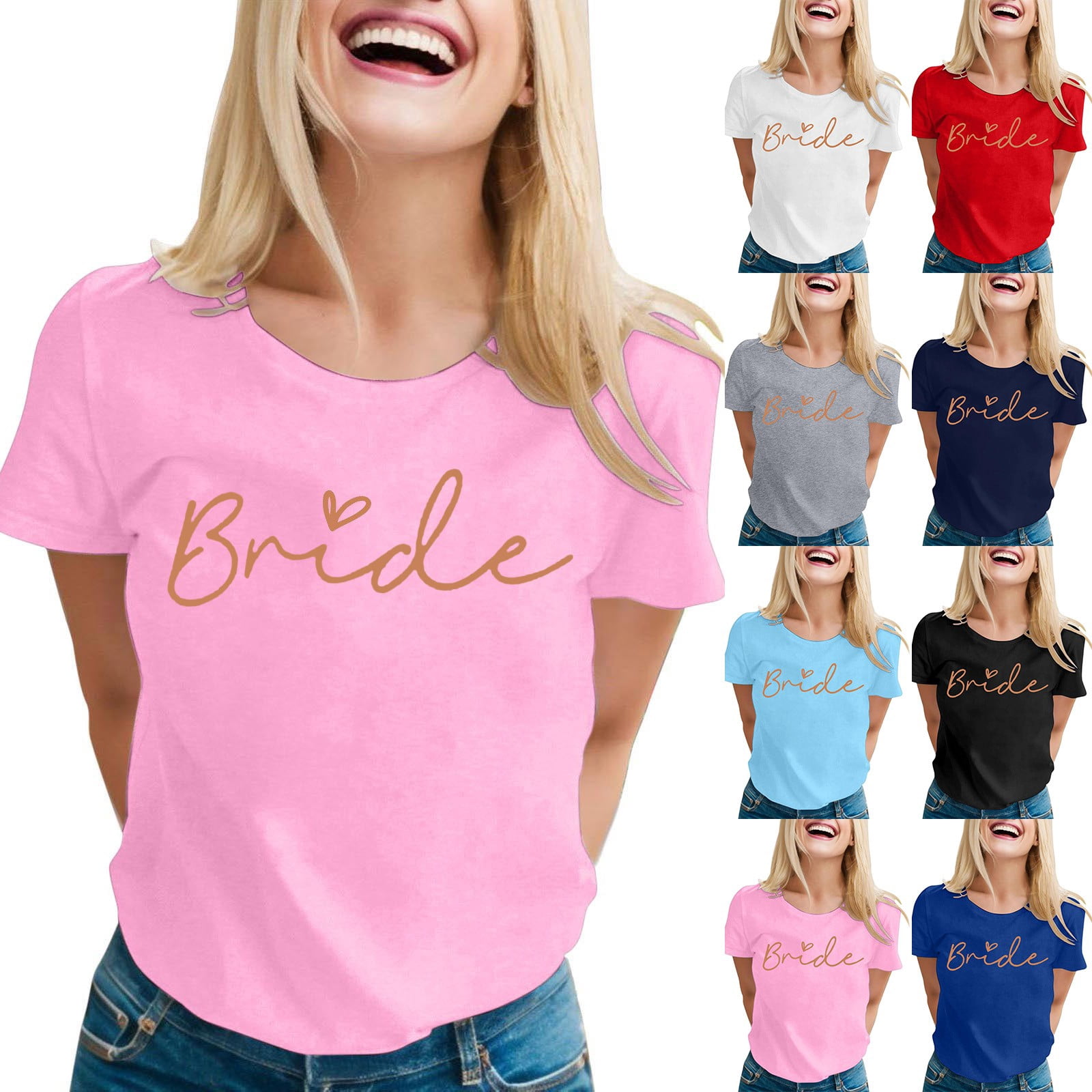 HAIJIE Women's Casual Printed Tee, Short-Sleeve Soft Top, Crew-Neck ...