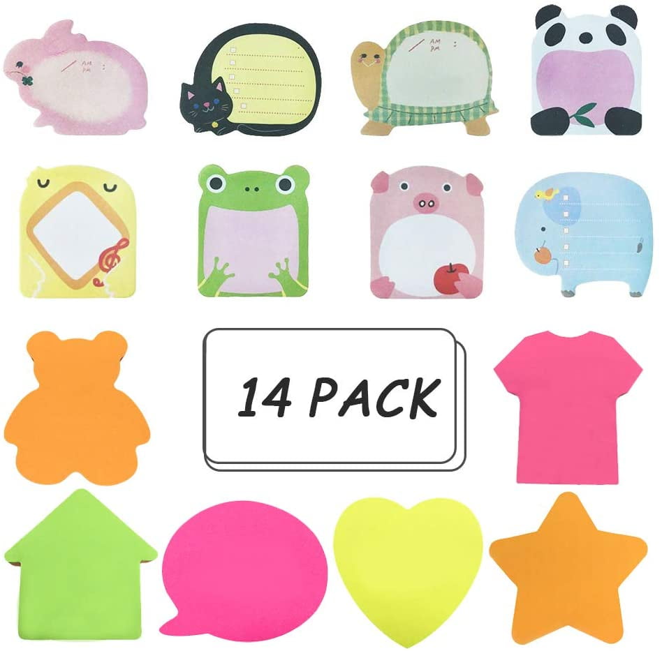 HAIJSEVR 14 Pack Sticky Notes, Self-Stick Removable Shaped Sticky Notes ...