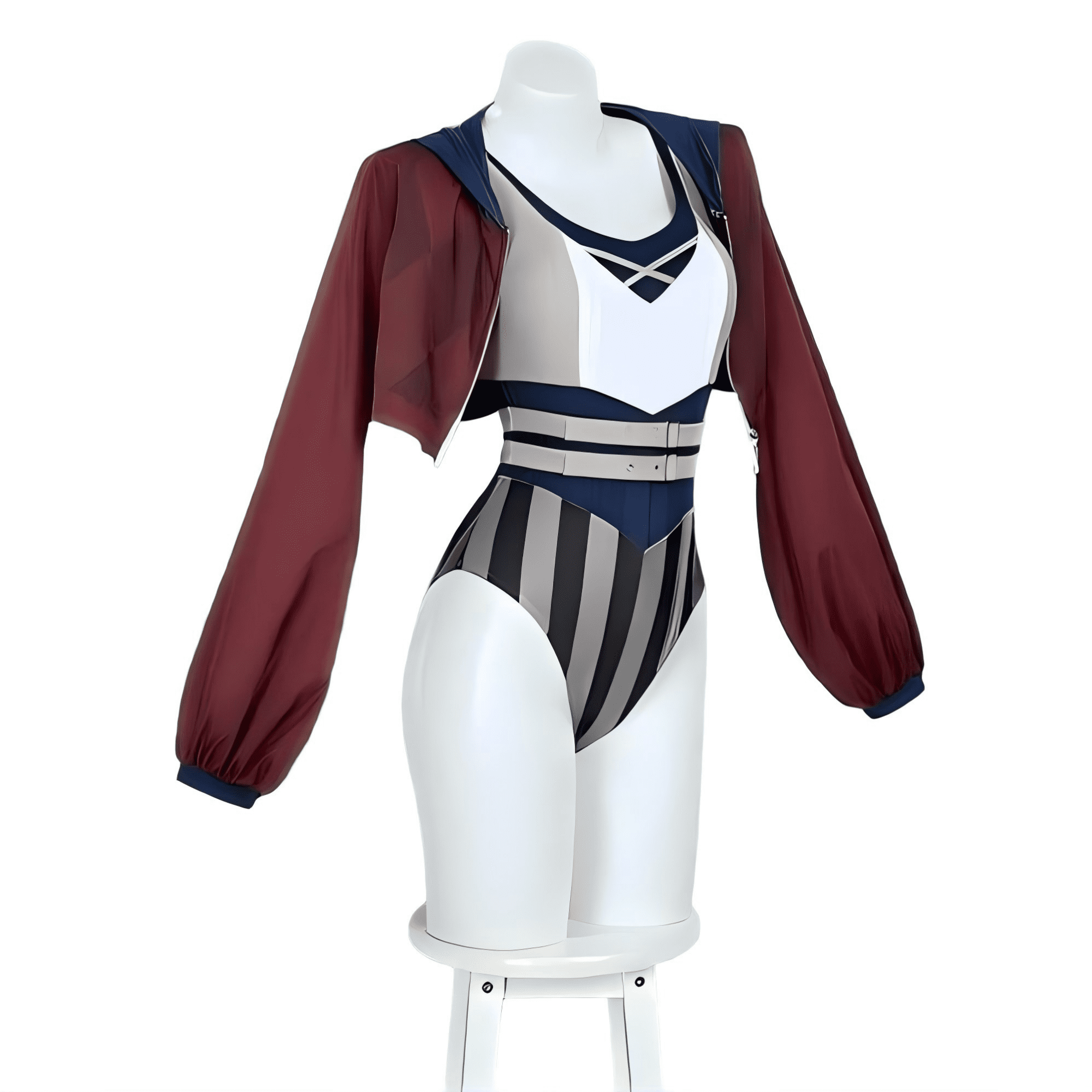 HAIKYUU Vi Cosplay One Piece Swimsuit Women Striped Anime Bathing Suit ...