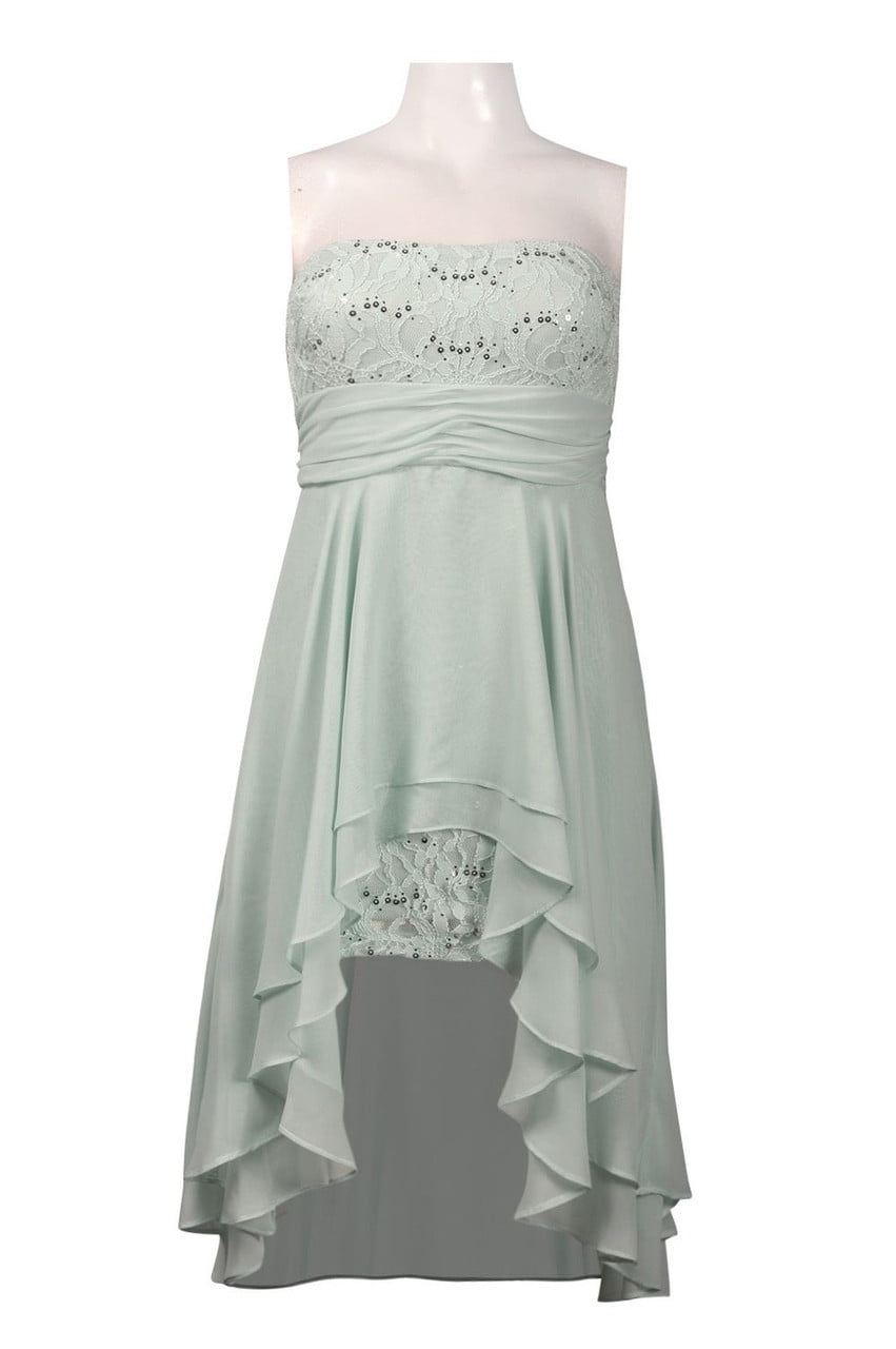 HAILEY LOGAN STRAPLESS SEQUIN LACE HIGH LOW CHIFFON OVERLAY DRESS - Walmart.com