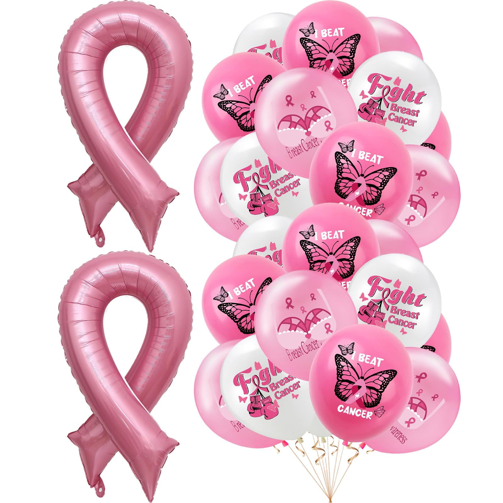 HAIMITI 4 Sheets Breast OIF8 Cancer Balloons Pink Ribbon Balloons Big ...