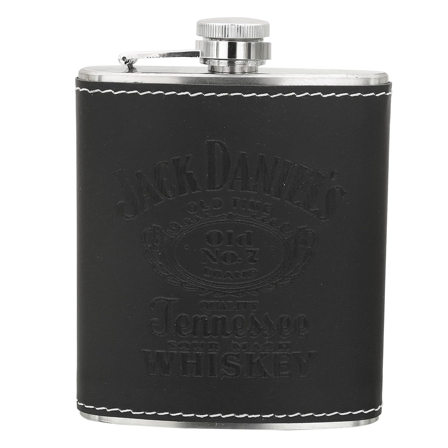 HAINE Stainless Steel and Stitched Leather Hip Flask 8 Oz 230 ml Liquor ...