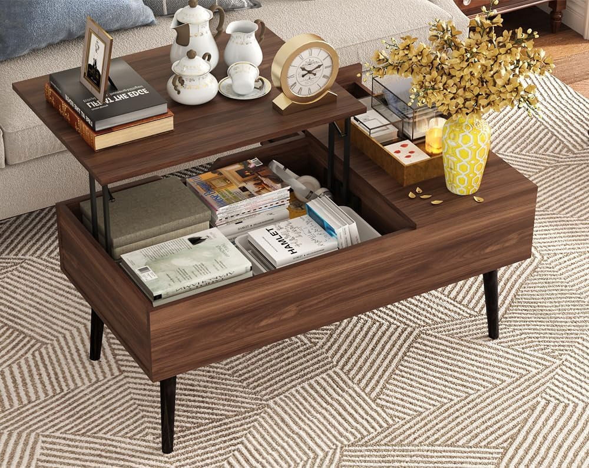 Lift top Coffee Table with Drawer and Hidden Compartment for Living ...