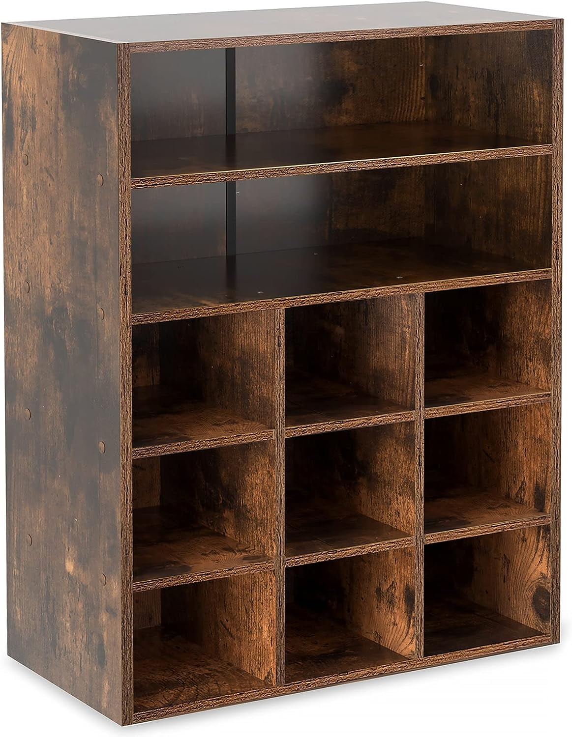 HAIOOU 9-Cube Shoe Cubby, 5-Tier Wood Organizer, 2 Shelves, Holds 10-15 ...