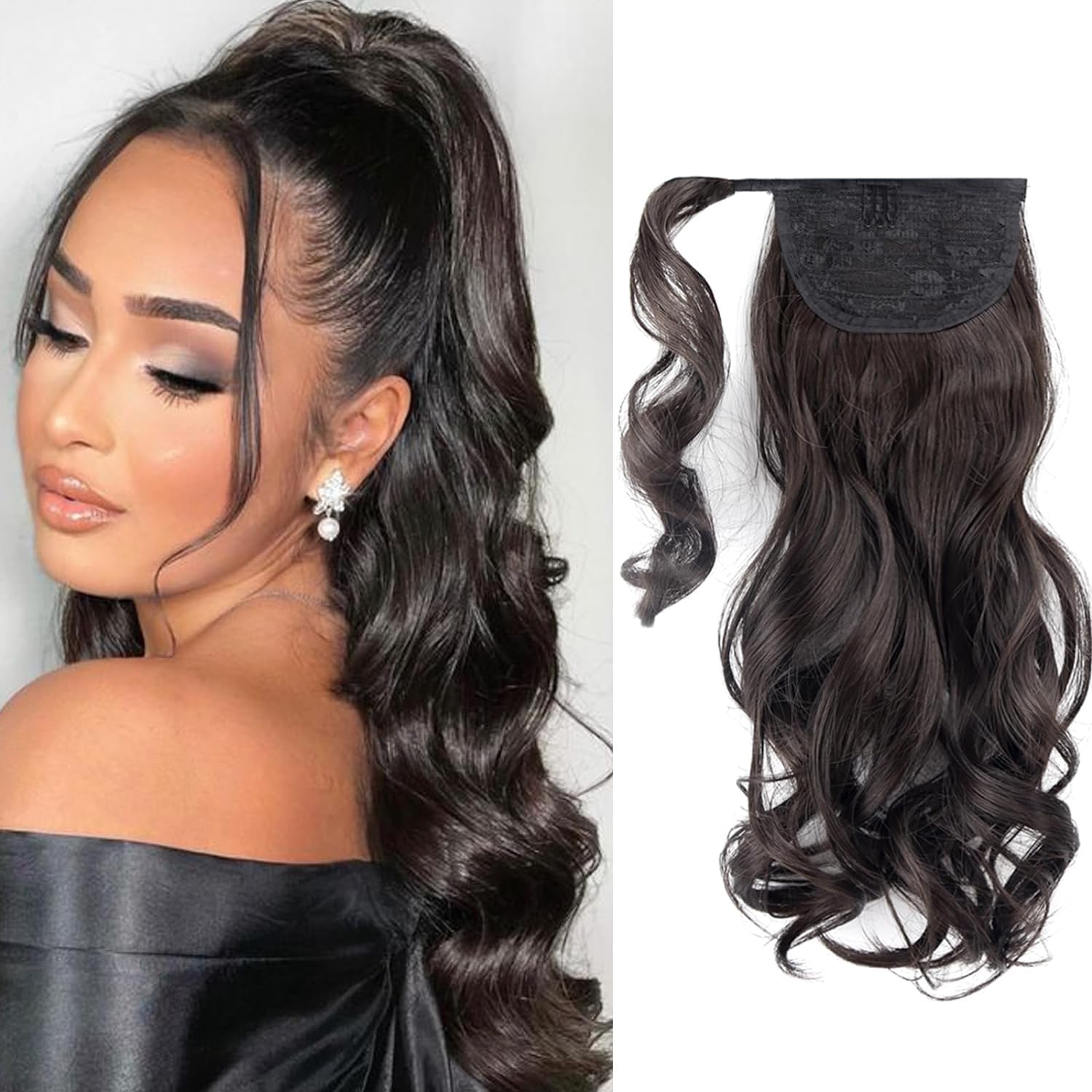 HAIR WALA 22 Inch Curly Ponytail Extension Heat Resistant Synthetic ...