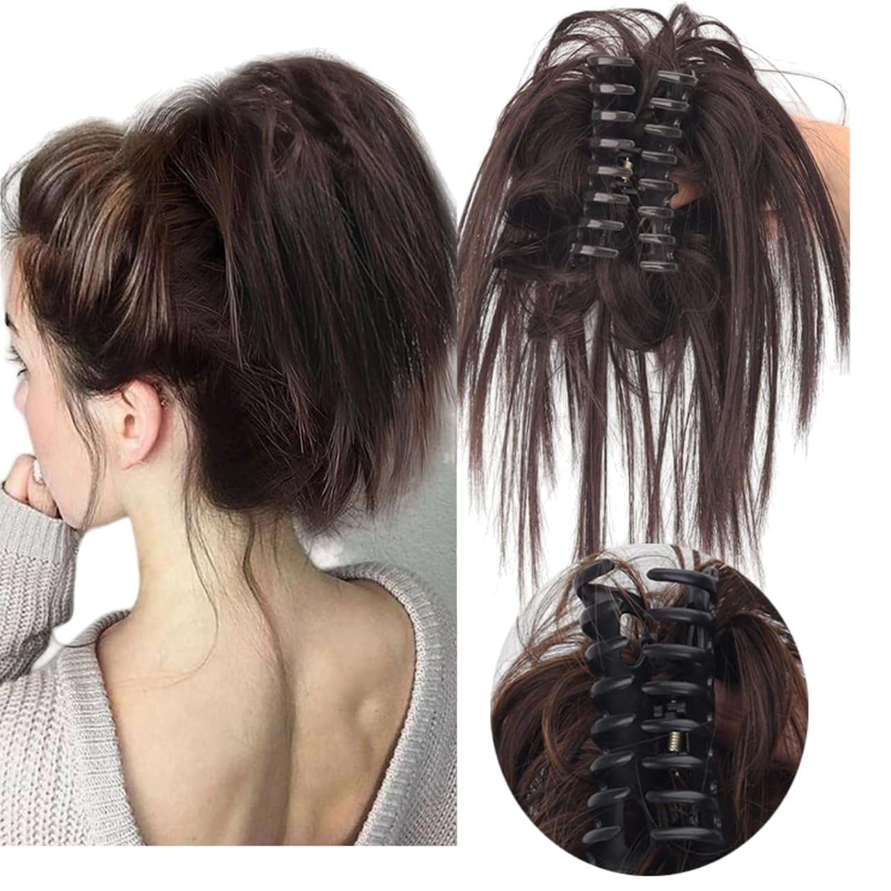HAIR WALA Claw Clip Messy Hair Extension Tousled Updo Messy Hair Bun ...