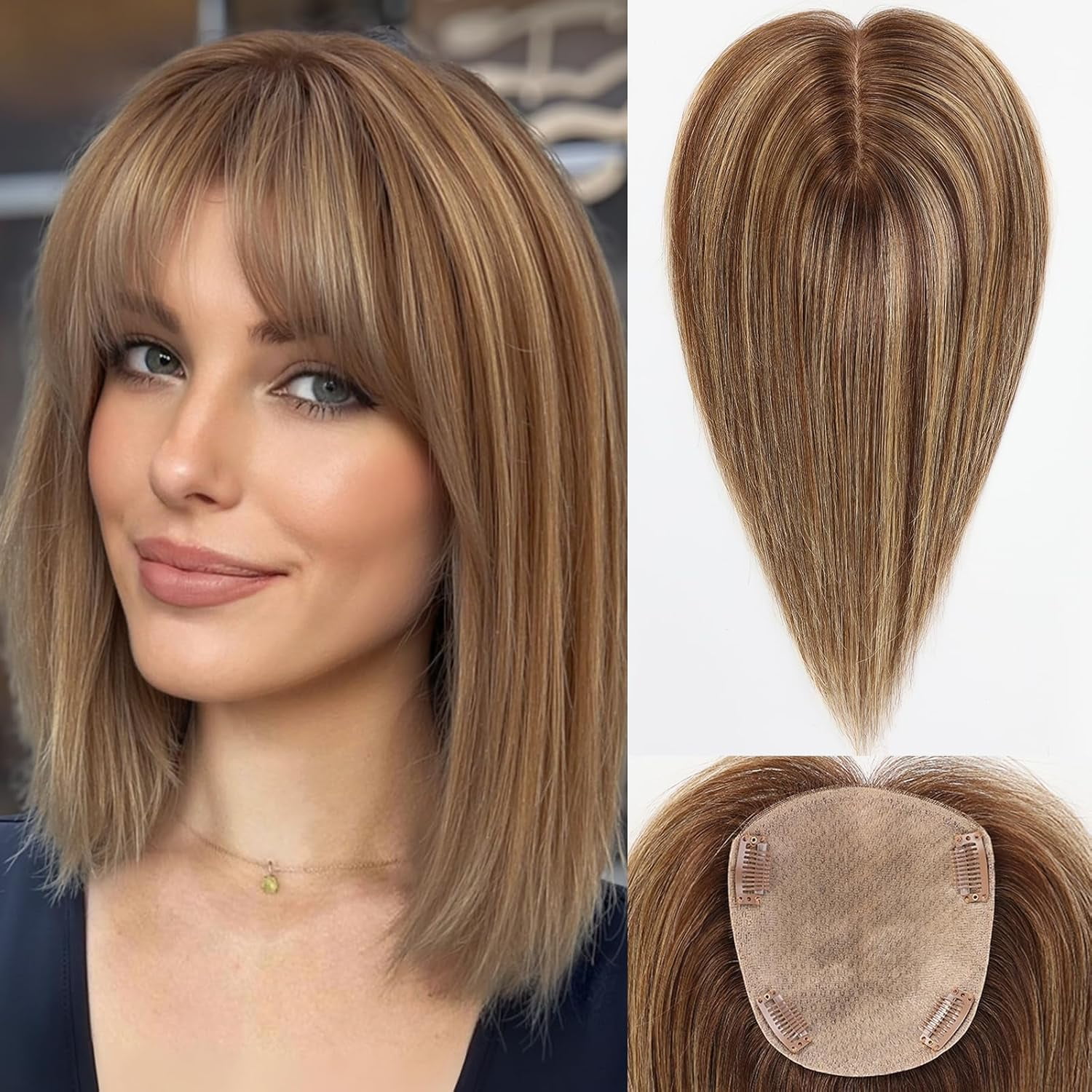 HAIRCUBE 5"*5.5" Large Base Hair Toppers for Women Real Human Hair ...